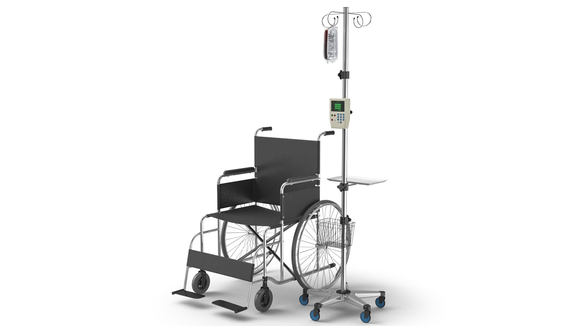 Wheel Chair Iv Stand 3D Model - TurboSquid 1485184