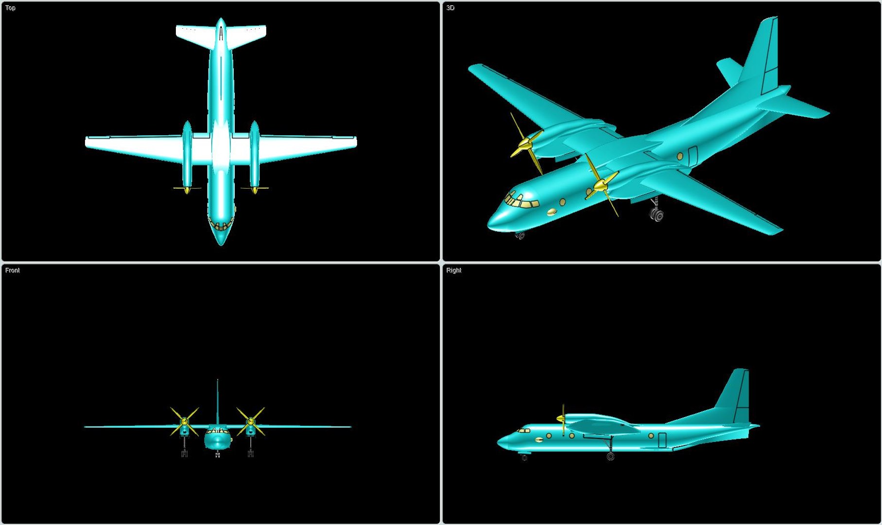 antonov an-32 cline cargo 3d model