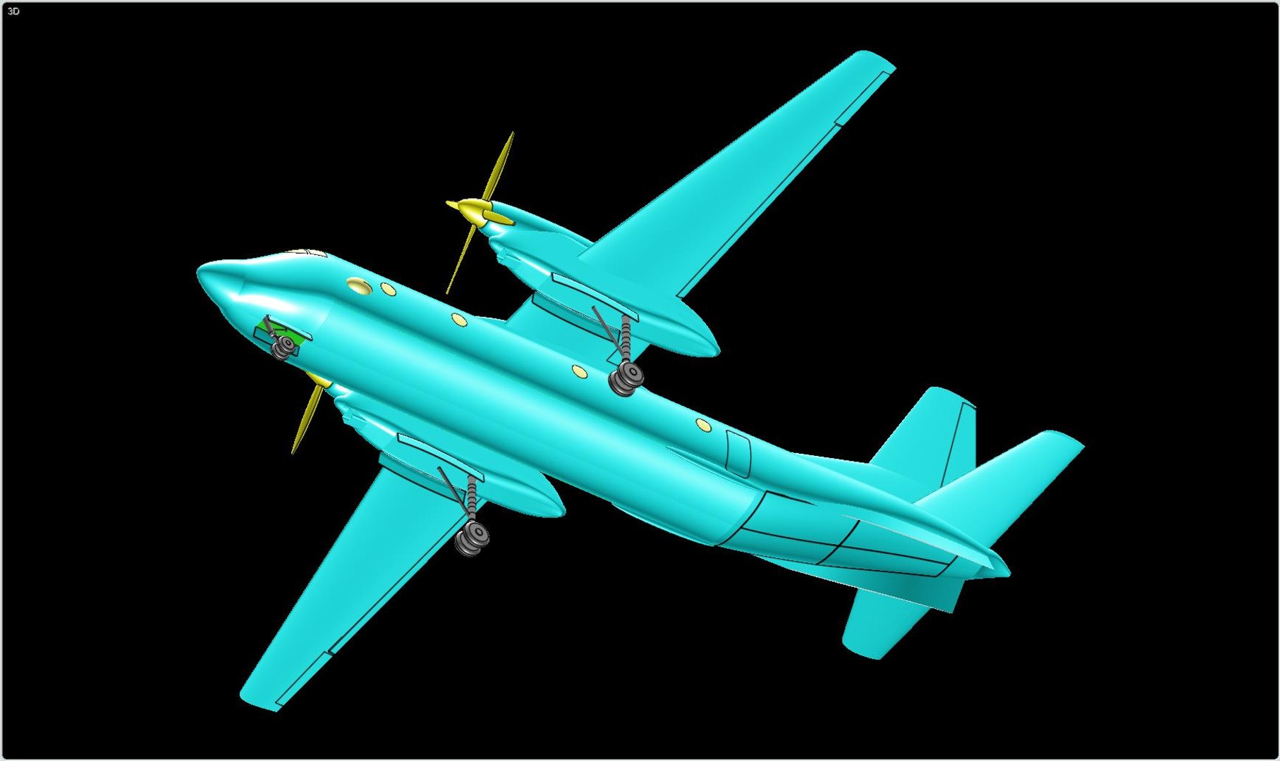 Antonov An-32 Cline Cargo 3d Model