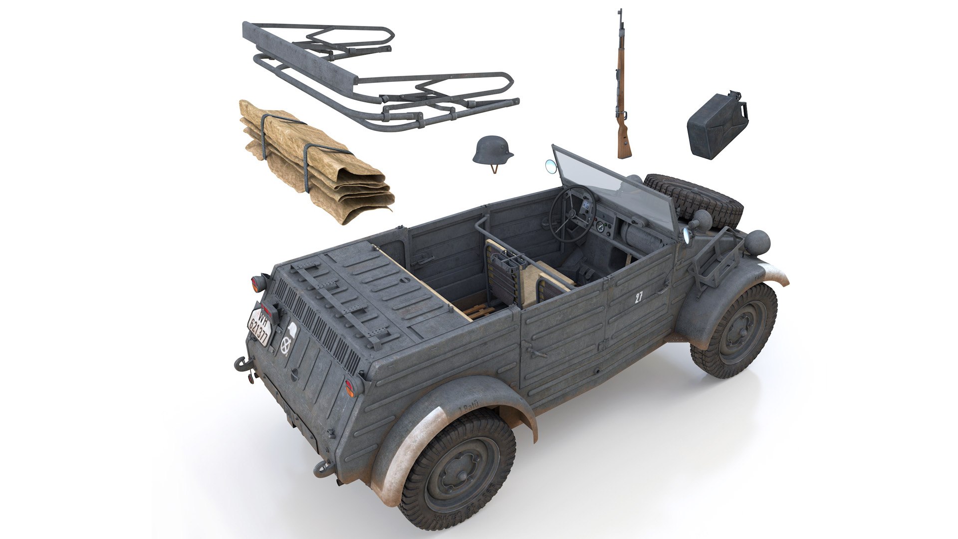 3D VW - Typ 82 - Kubelwagen - PzGrenDiv Grossdeutschland model ...