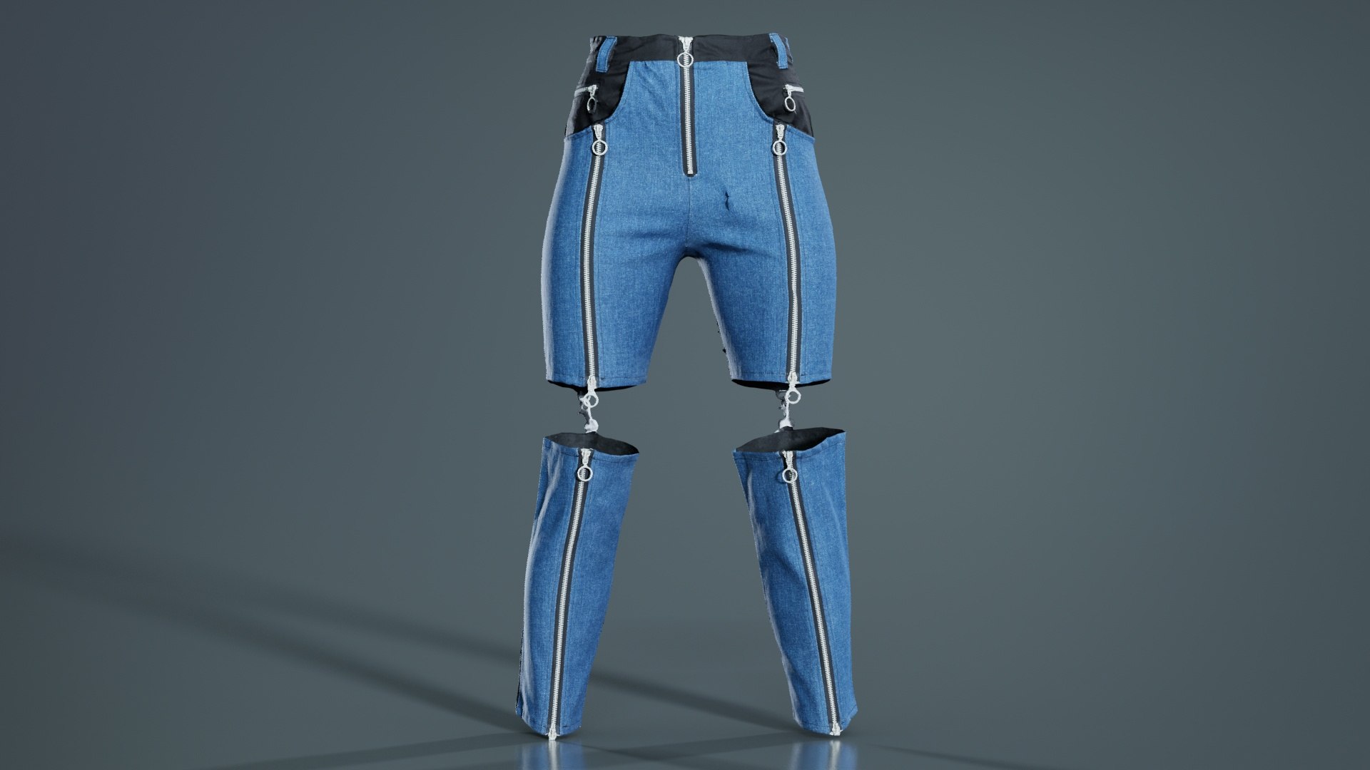 3D Modular Jeans Black Zipper Trousers Remastered - TurboSquid 2361897