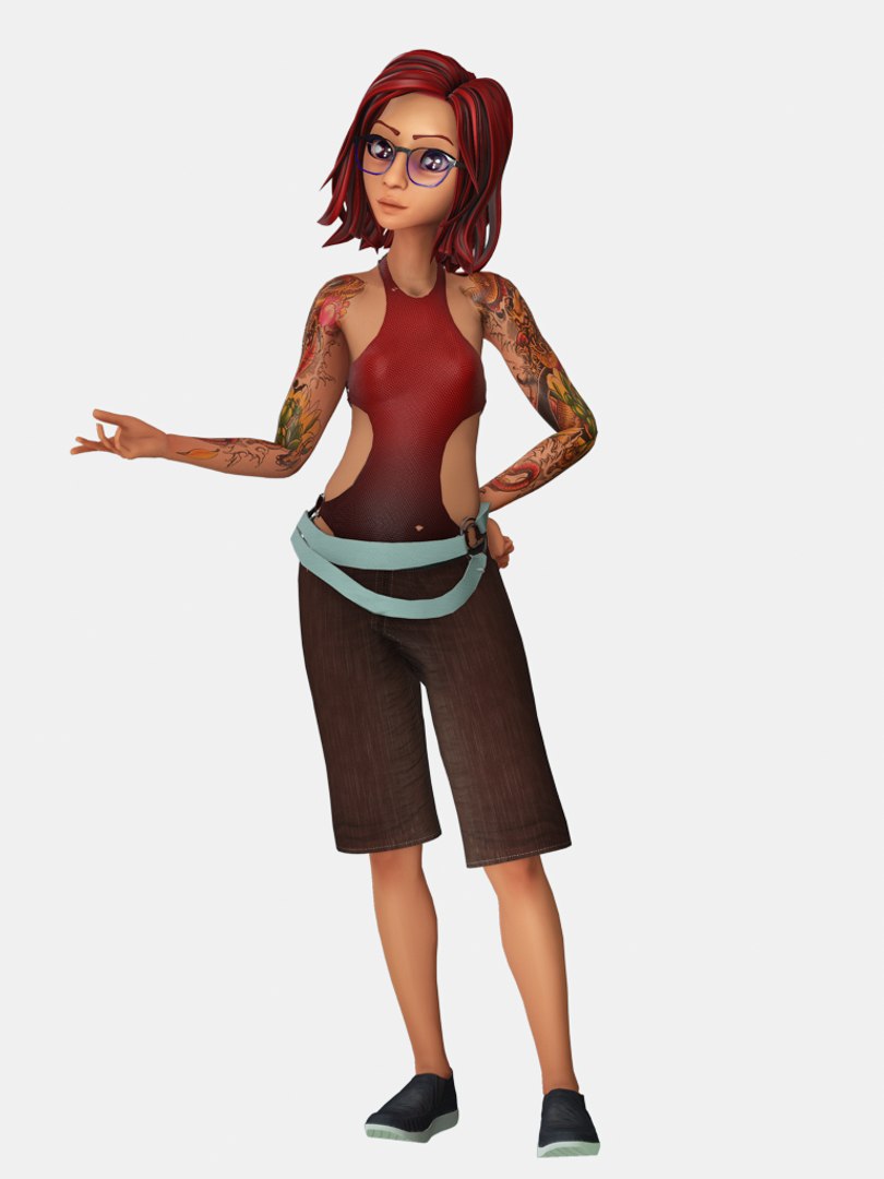 3D Cartoon Rigged Cute Style Girl-Sumiya Character 3D Model Model ...