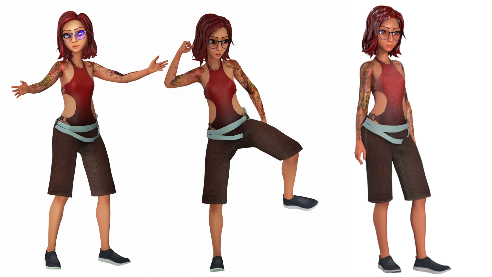 3D Cartoon Rigged Cute Style Girl-Sumiya Character 3D Model Model ...