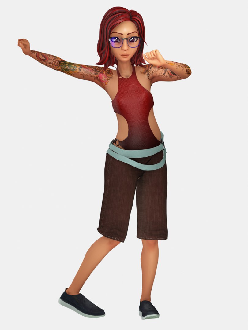 3D Cartoon Rigged Cute Style Girl-Sumiya Character 3D Model Model ...