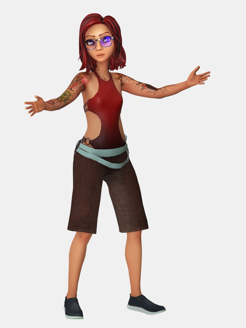 3D Cartoon Rigged Cute Style Girl-Sumiya Character 3D Model Model ...