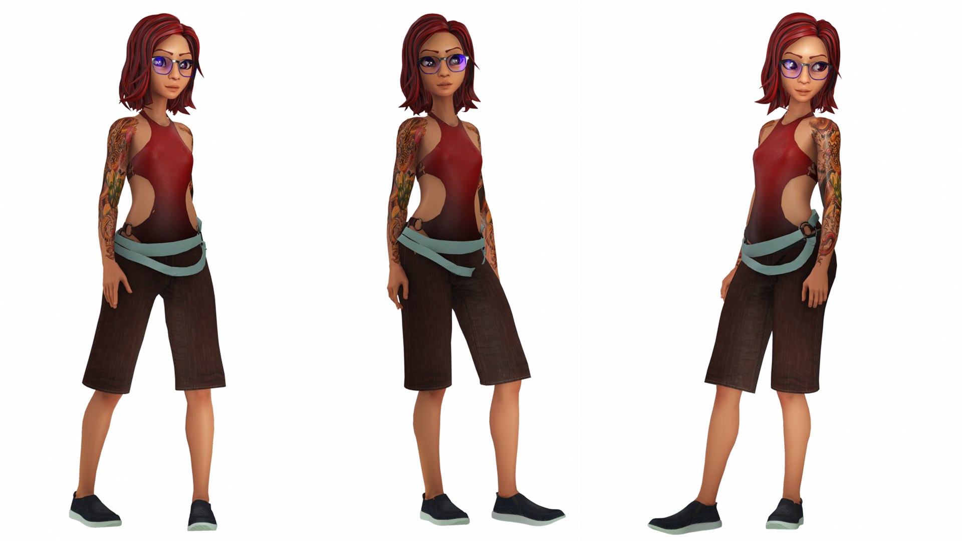 3D Cartoon Rigged Cute Style Girl-Sumiya Character 3D Model Model ...