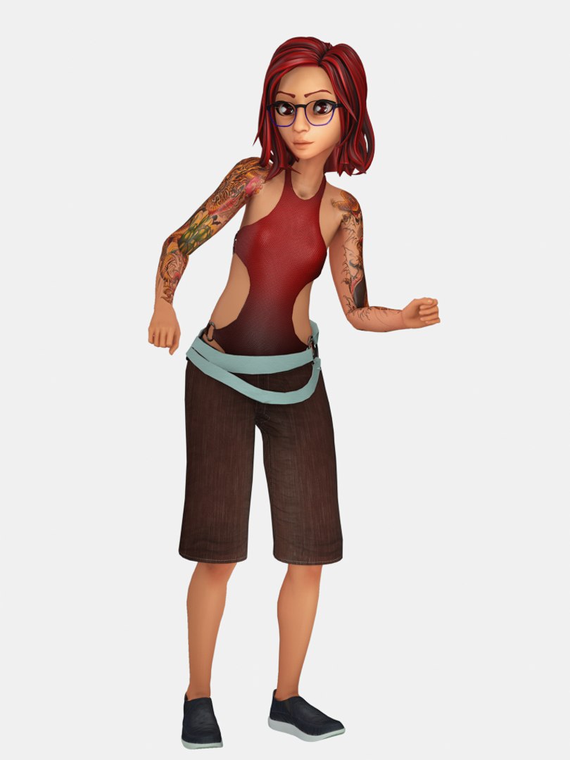 3D Cartoon Rigged Cute Style Girl-Sumiya Character 3D Model Model ...