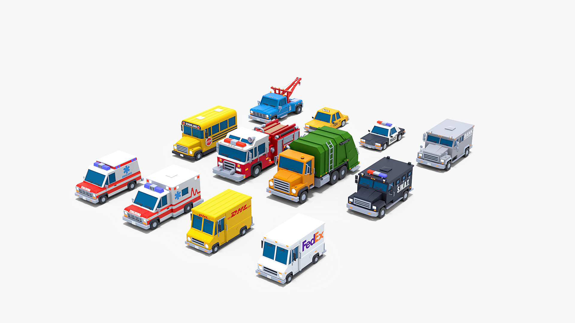 Emergency And Service Vehicles Collection 3D Model - TurboSquid 2316988