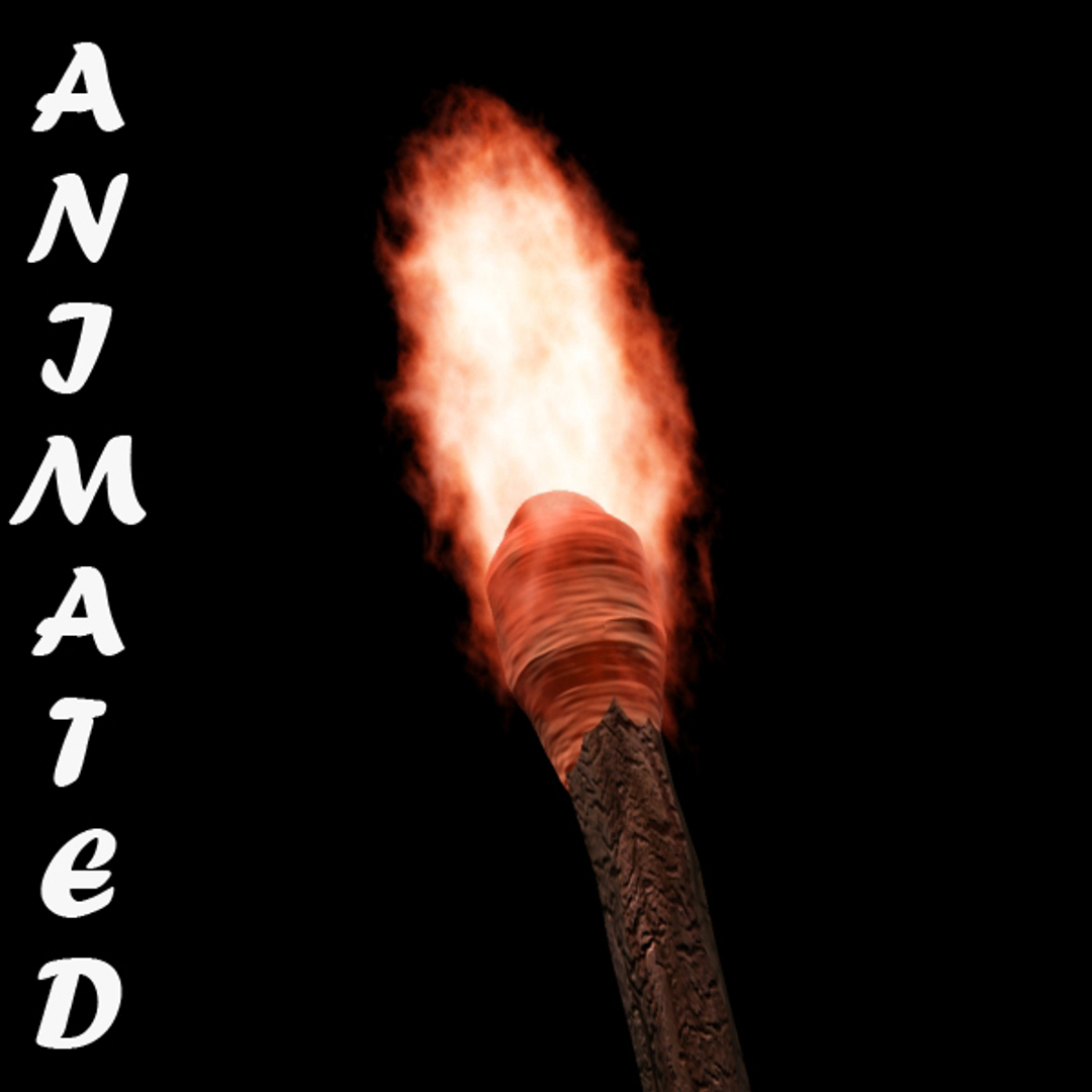 3d model of wood torch animation