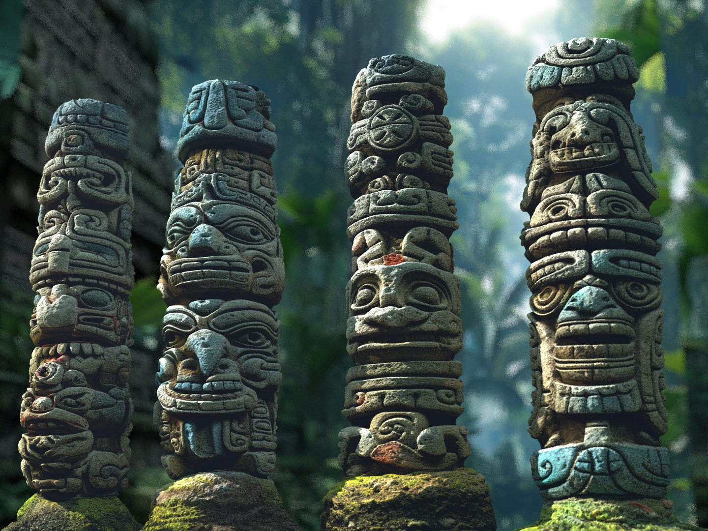 3D Aztec Pillars Model - TurboSquid 2107431