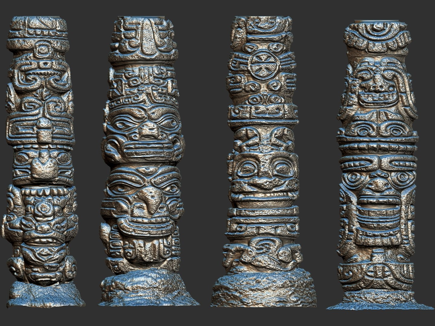 3D Aztec Pillars Model - TurboSquid 2107431