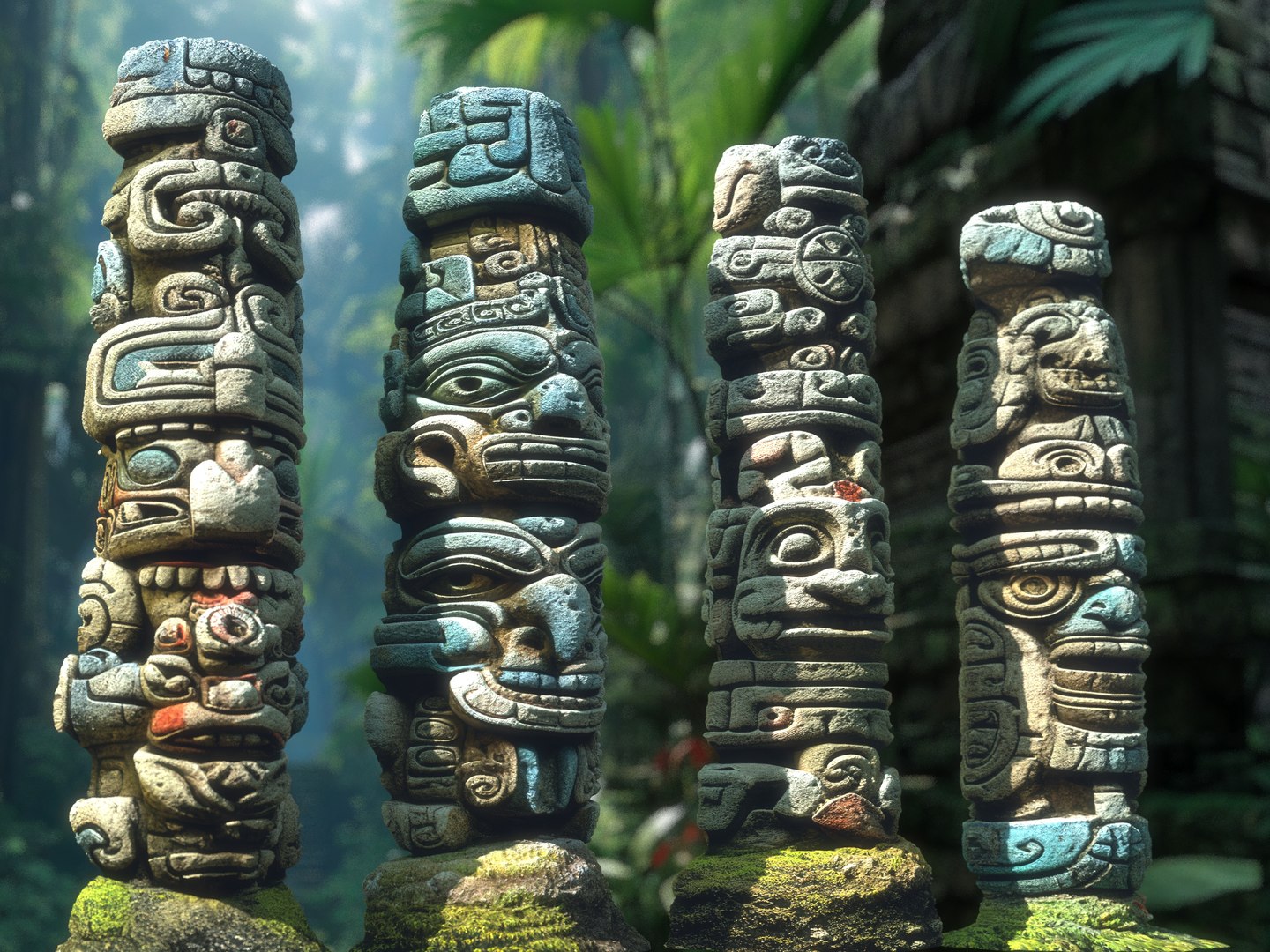 3D Aztec Pillars Model - TurboSquid 2107431