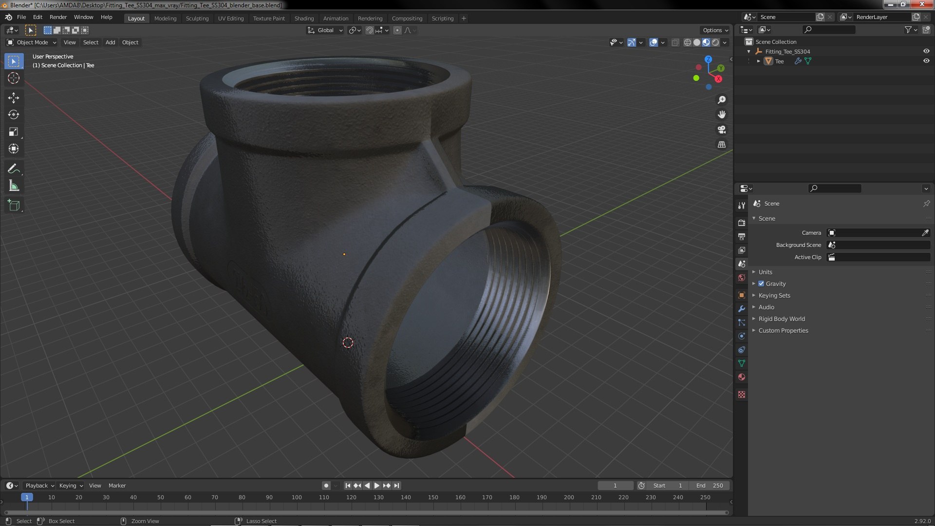 3D Fitting Tee SS304 Model - TurboSquid 1929644