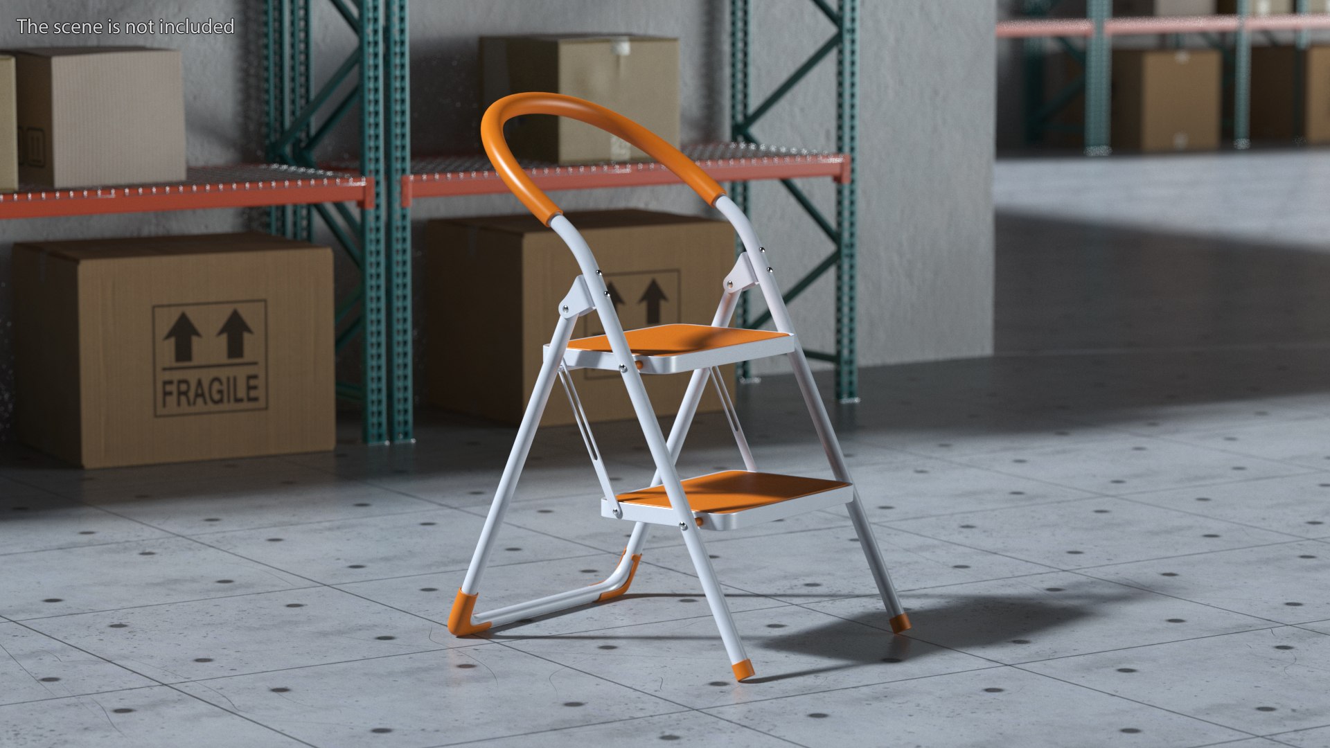 Small White Step Ladder With Orange Steps 3D - TurboSquid 2152245
