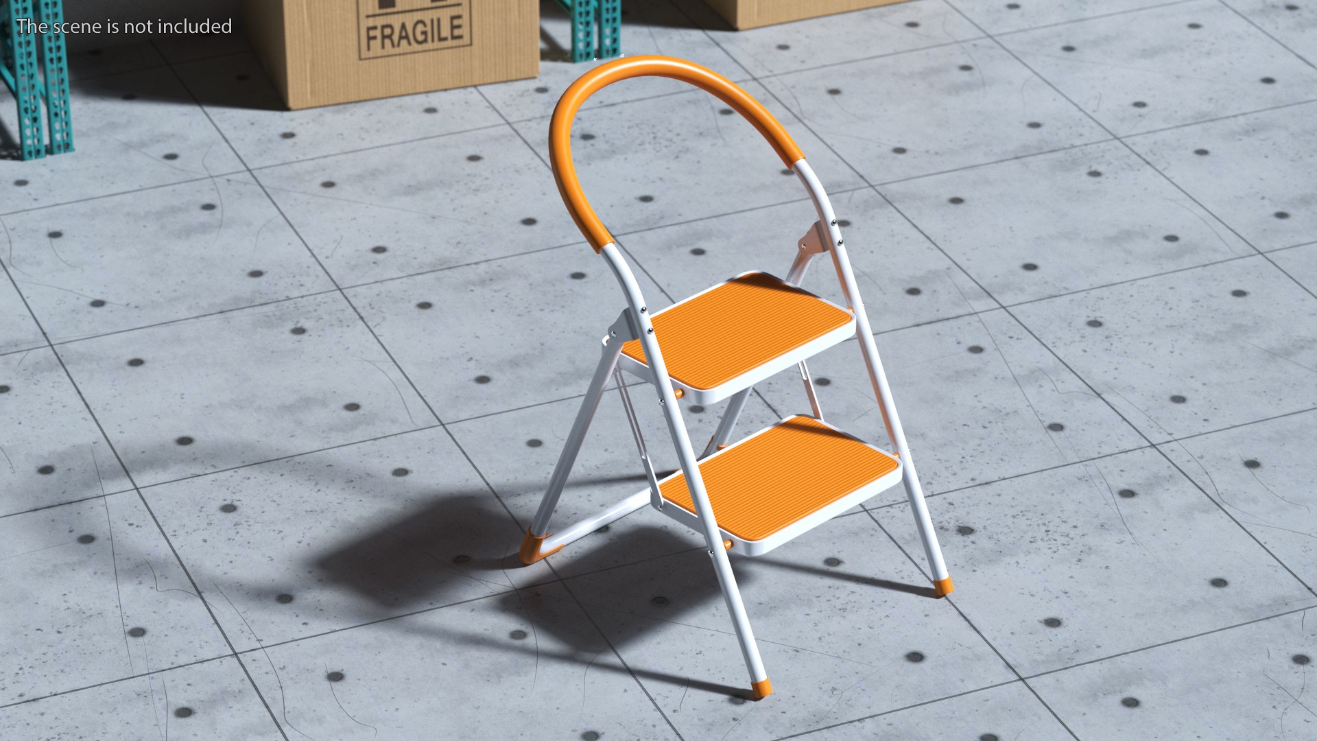 Small White Step Ladder With Orange Steps 3D - TurboSquid 2152245