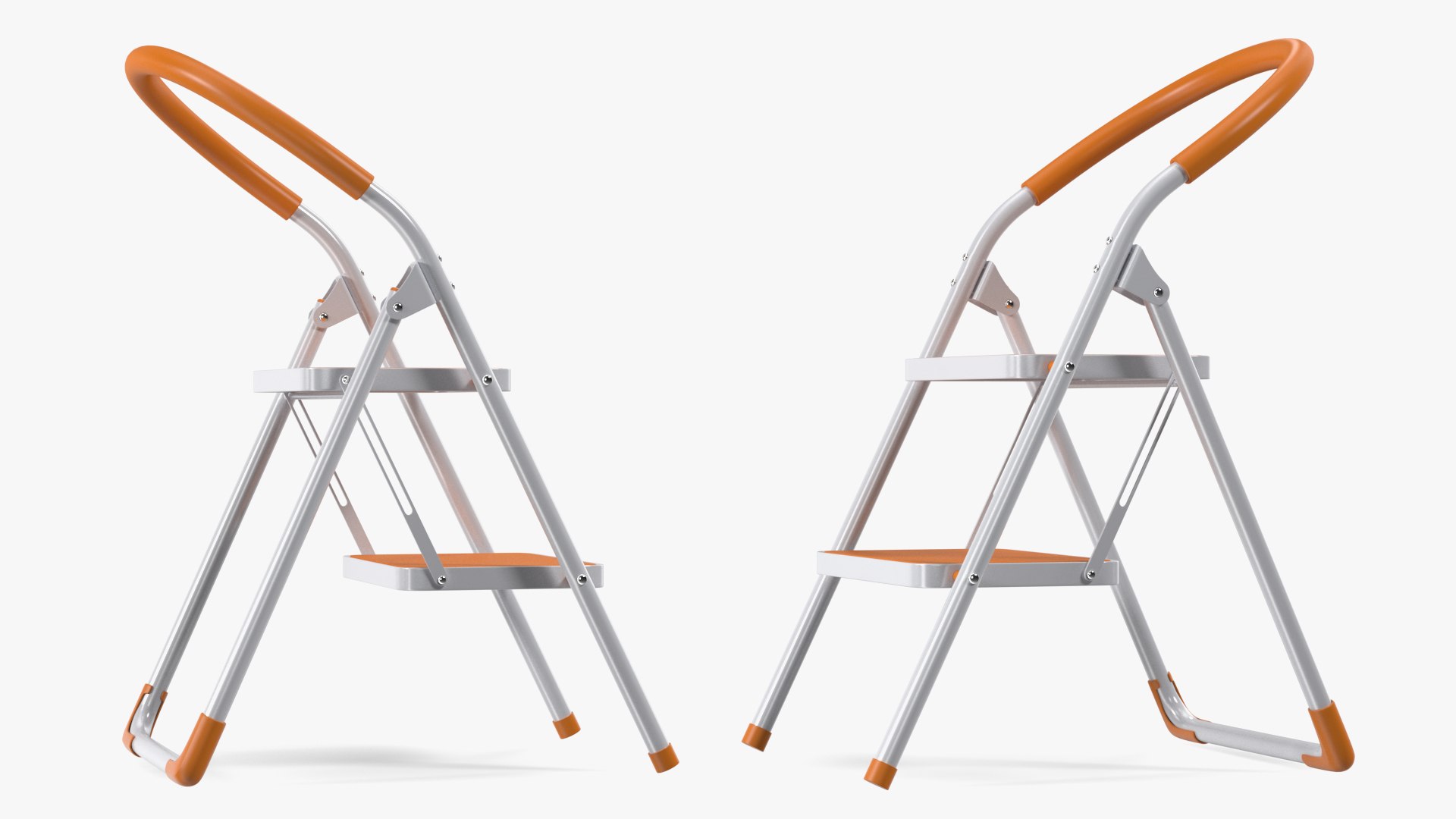 Small White Step Ladder With Orange Steps 3D - TurboSquid 2152245