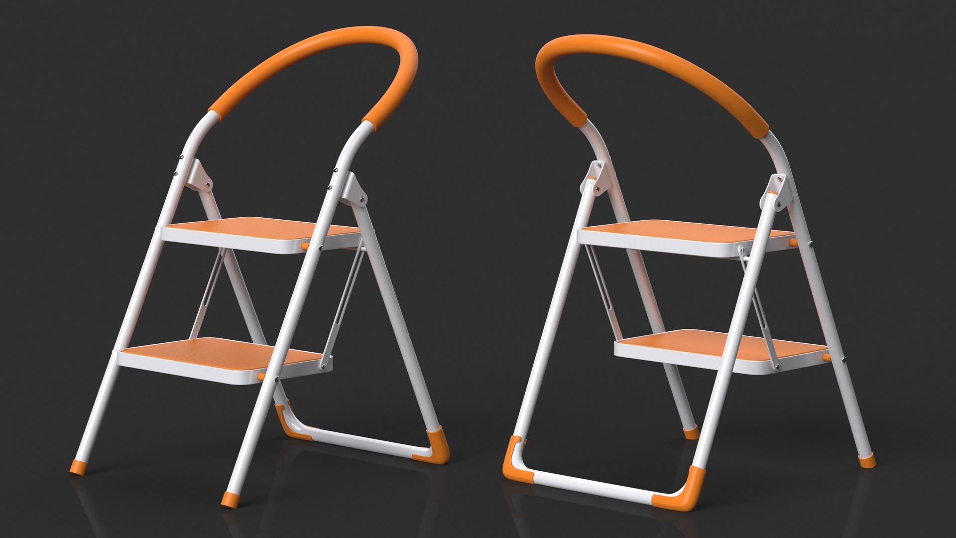 Small White Step Ladder With Orange Steps 3D - TurboSquid 2152245