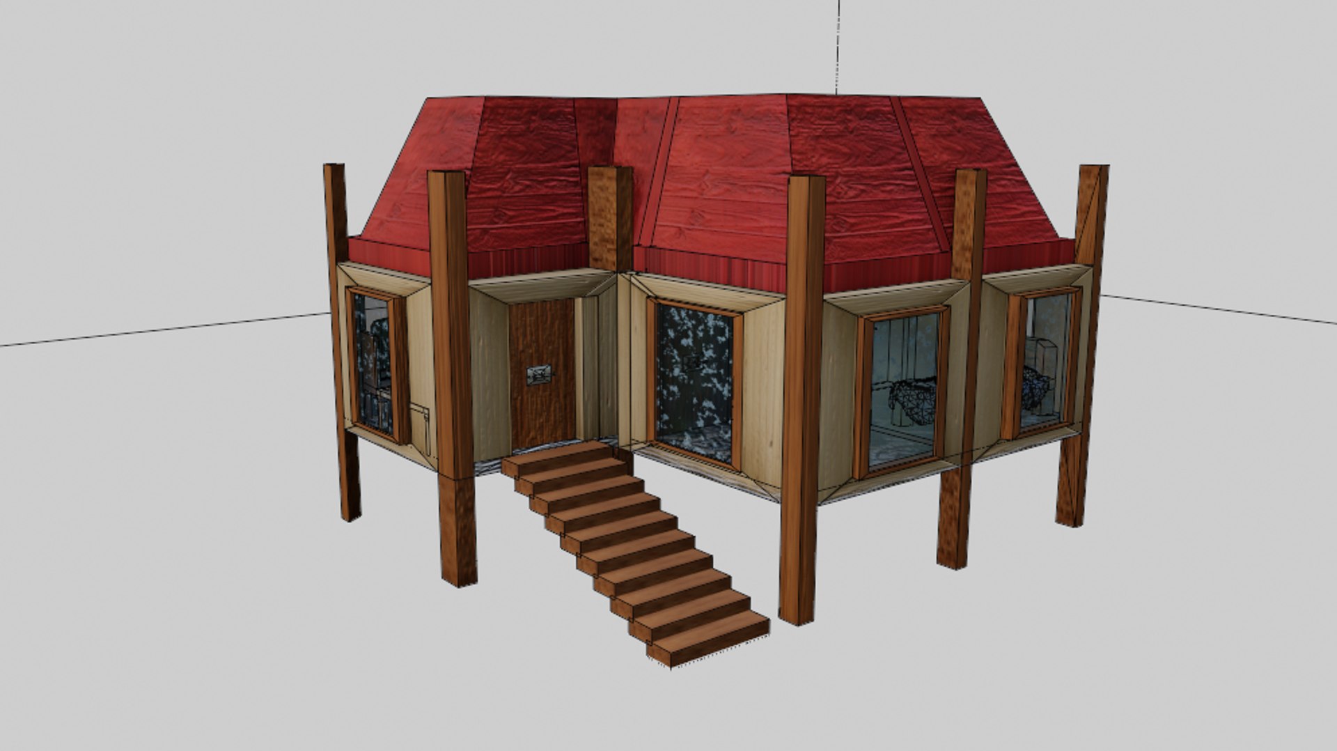 Simple House Red Poor 3D Model - TurboSquid 1722286