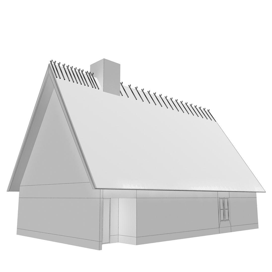 3d Model Wood Straw Roof House