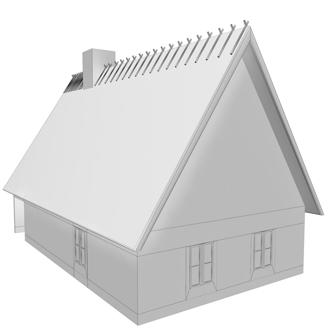 3d Model Wood Straw Roof House