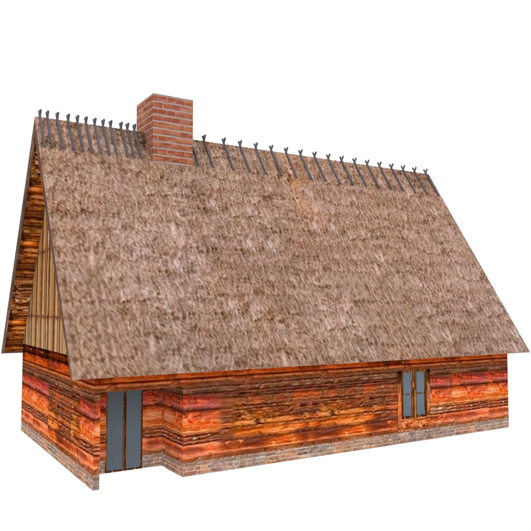 3d Model Wood Straw Roof House