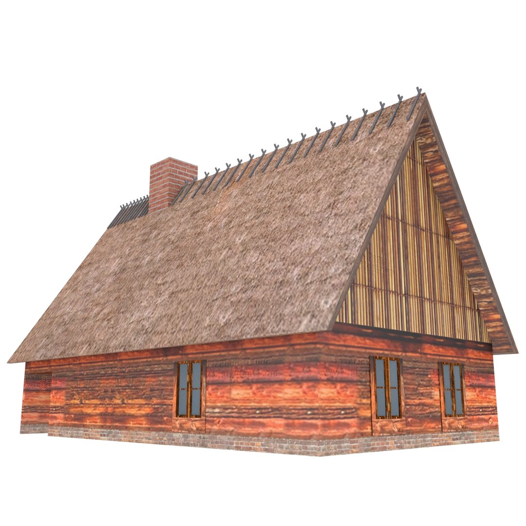 3d Model Wood Straw Roof House