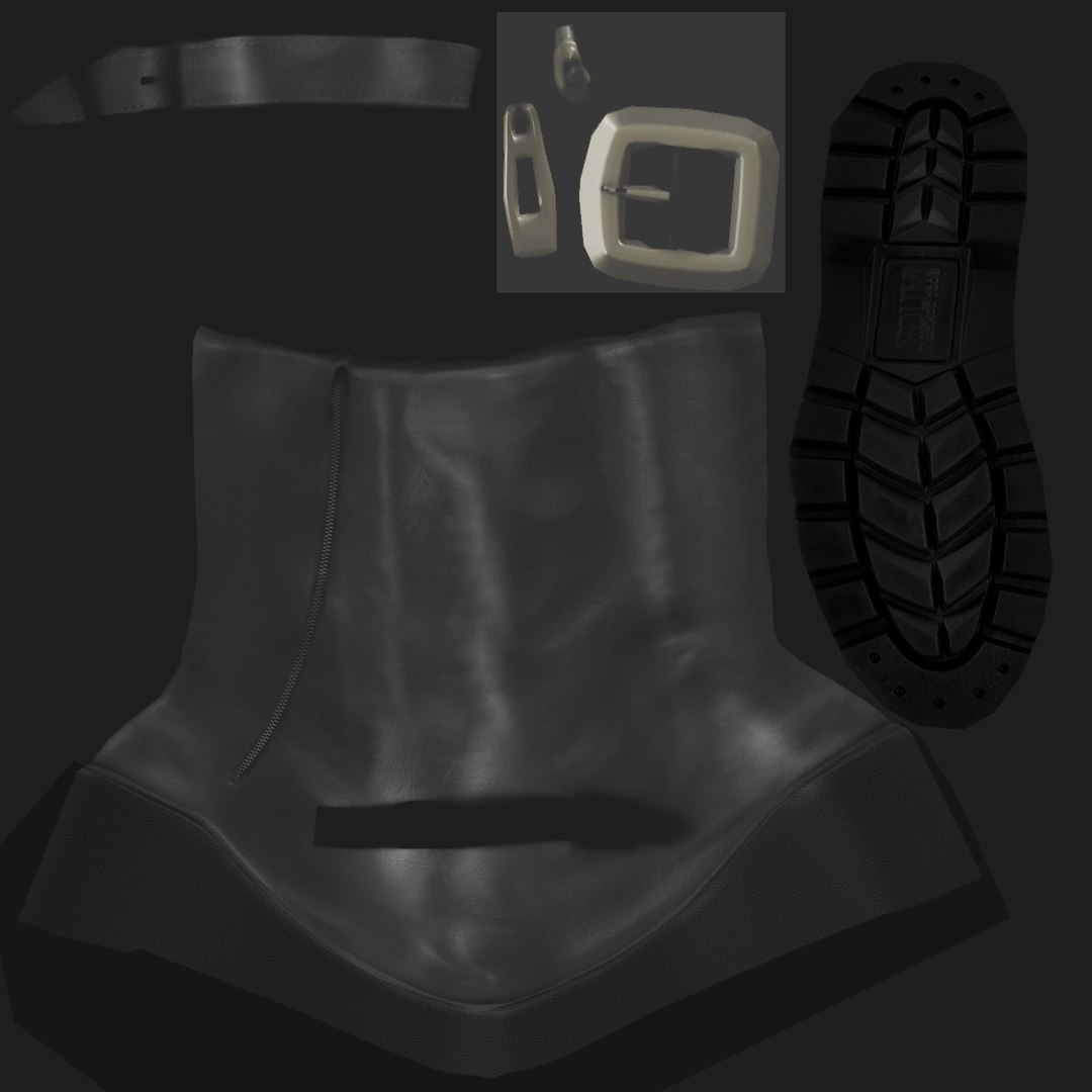 3D Crop Leather Jacket Full Steampunk Outfit - TurboSquid 2073207