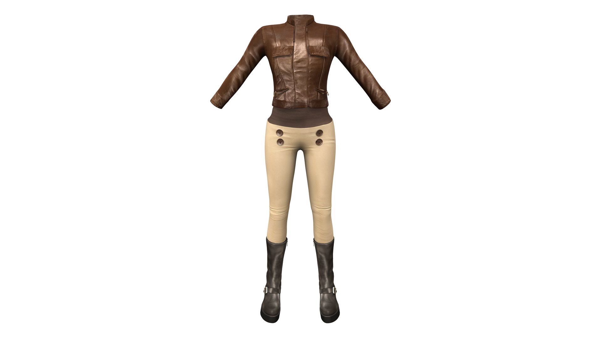 3D Crop Leather Jacket Full Steampunk Outfit - TurboSquid 2073207