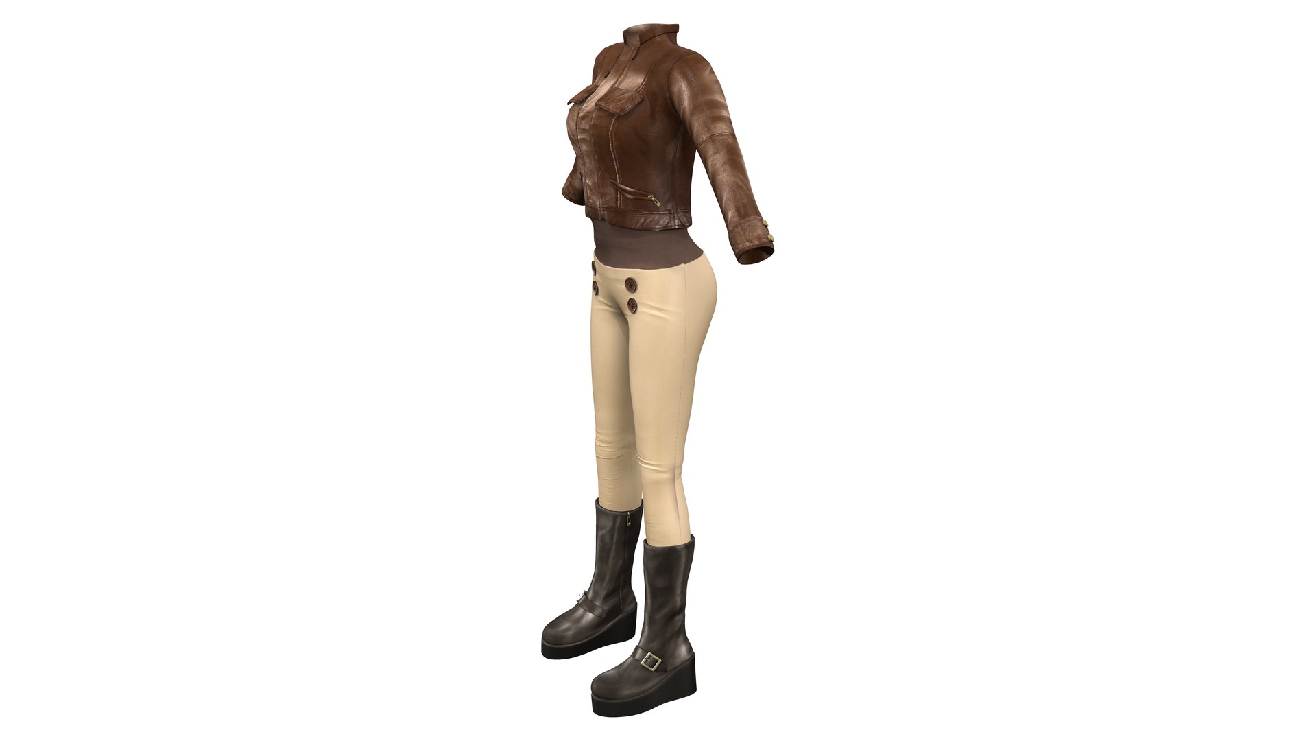 3D Crop Leather Jacket Full Steampunk Outfit - TurboSquid 2073207