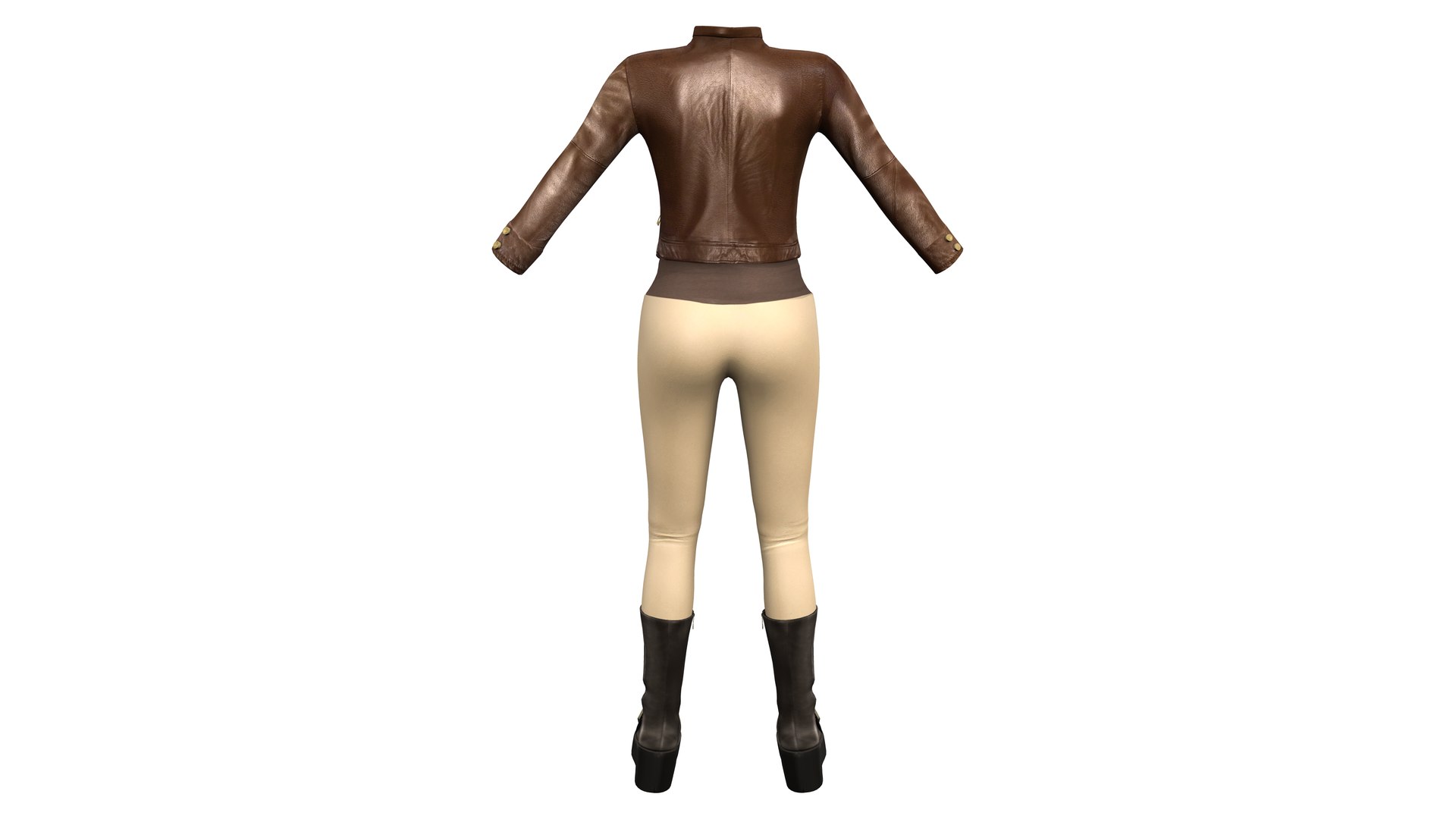 3D Crop Leather Jacket Full Steampunk Outfit - TurboSquid 2073207