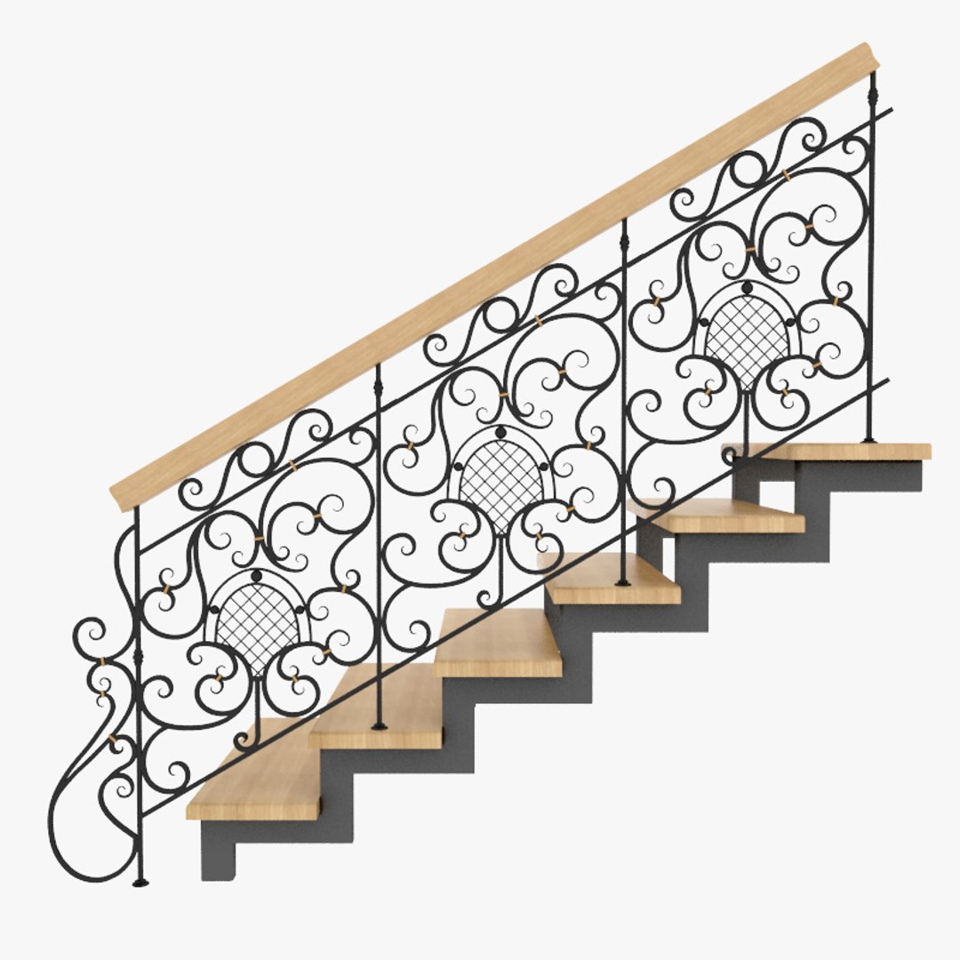 3d Model Wrought Iron Stair Rails