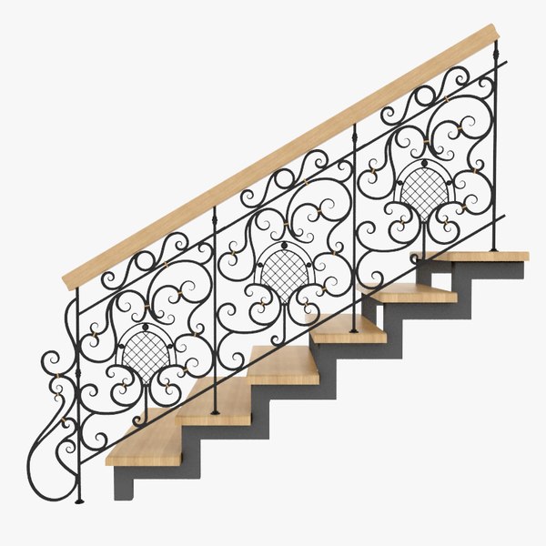 3d model wrought iron stair rails