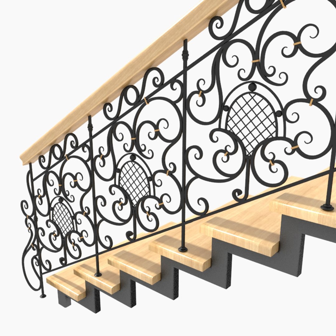 3d Model Wrought Iron Stair Rails
