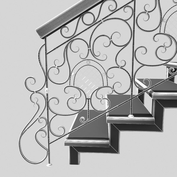 3d model wrought iron stair rails