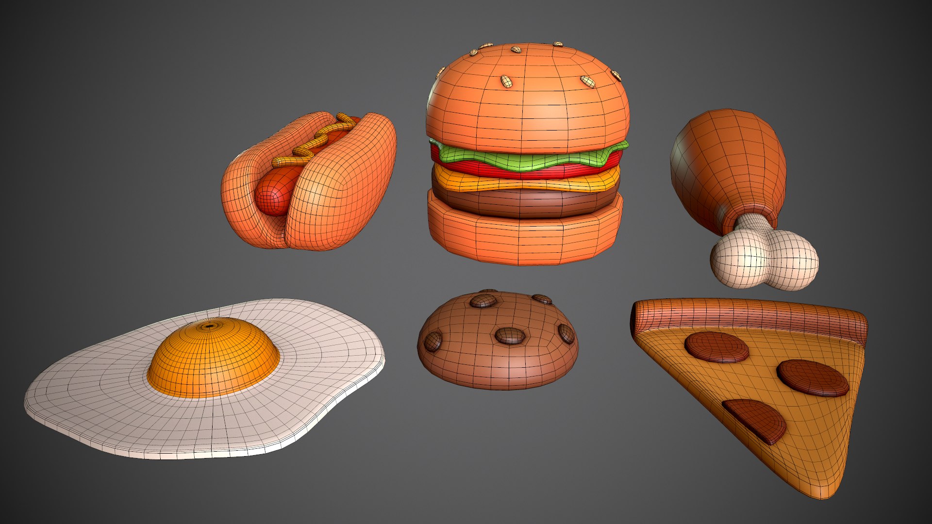 Foods Cartoon 3D Model - TurboSquid 1967032