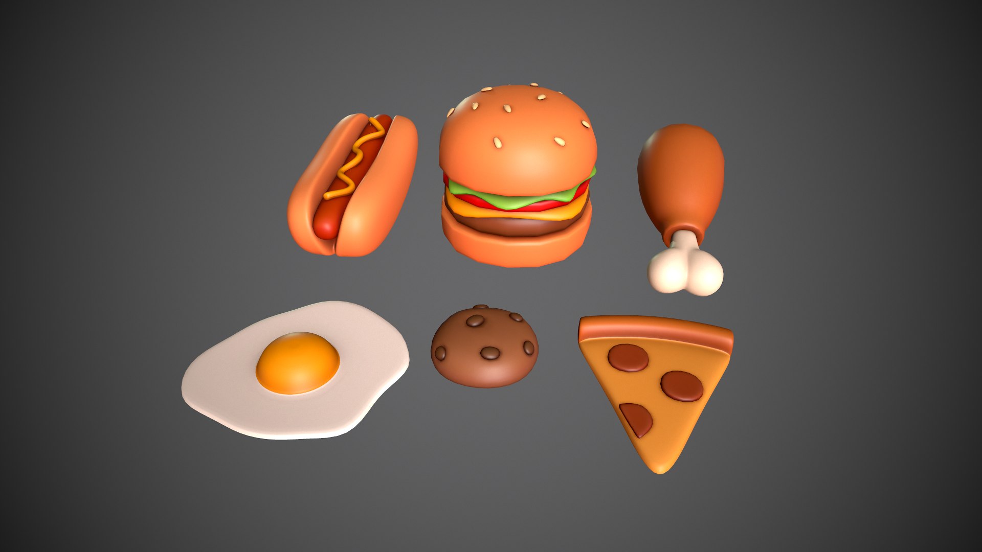 Foods Cartoon 3D Model - TurboSquid 1967032