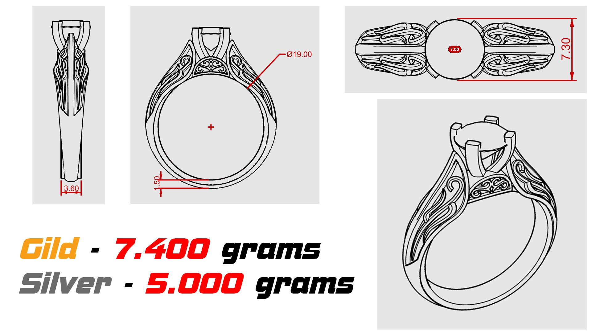 Women Silver Ring Diamond 3D Model - TurboSquid 1344375