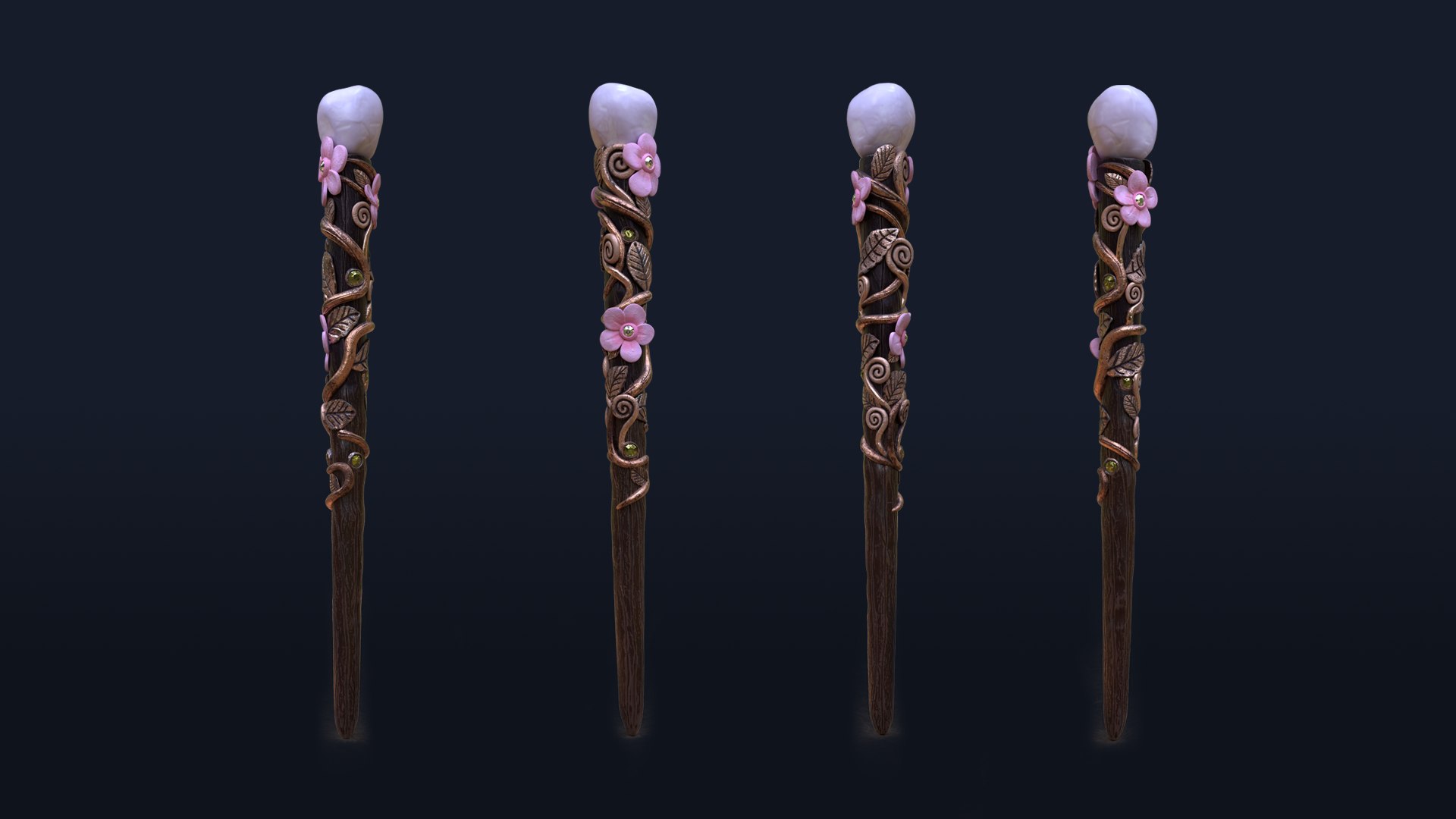 3D model Rose Quartz Crystal Wand - Fairy Wand - Wizard Witch Wand ...