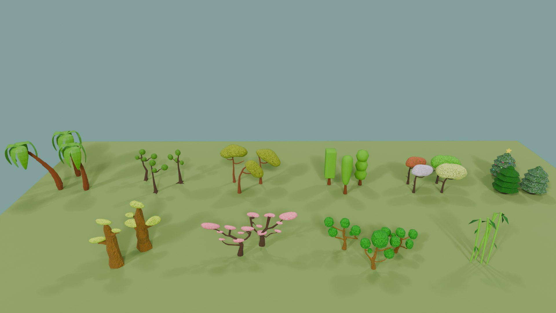 3D Model Tree Pack Blender Nodes And Texture Bake Low-poly 3D Model ...