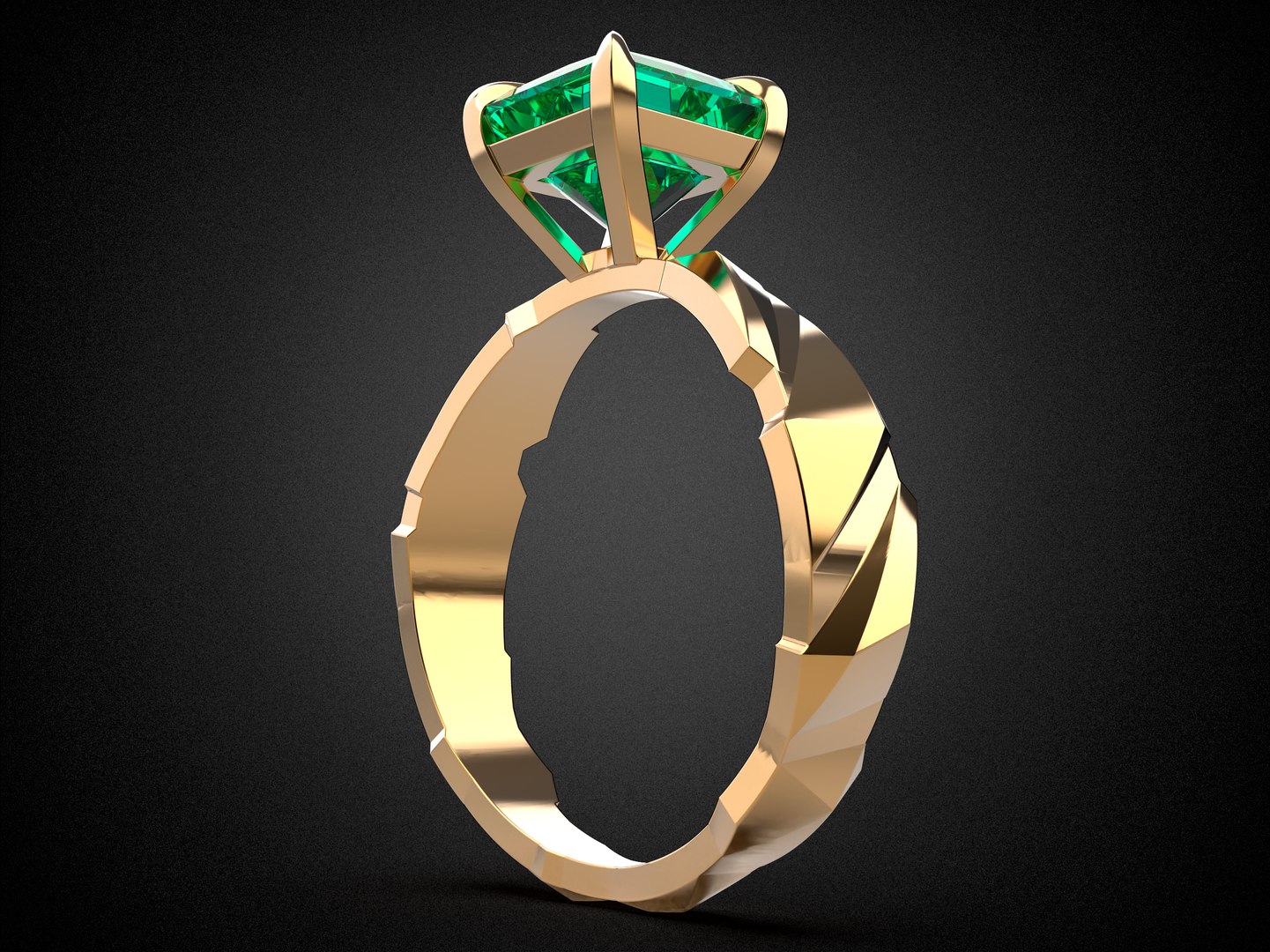 Engagement Emerald Ring Gold R7 3D Print Model 3D Model - TurboSquid ...