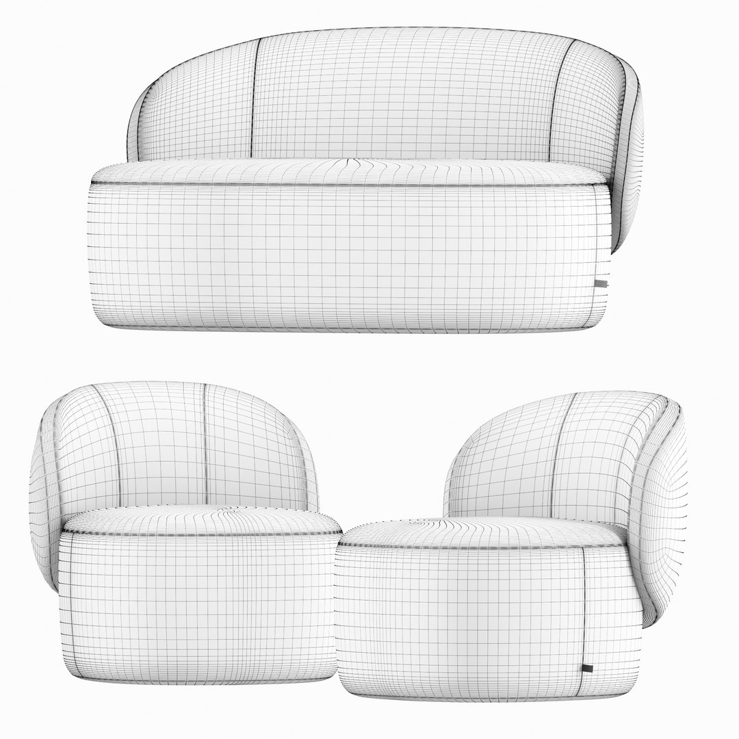 Guest Loveseat and Armchair 3D model - TurboSquid 1898876