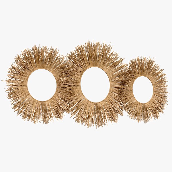 Designer wall round rafia hanging decor 3D model - TurboSquid 1964204