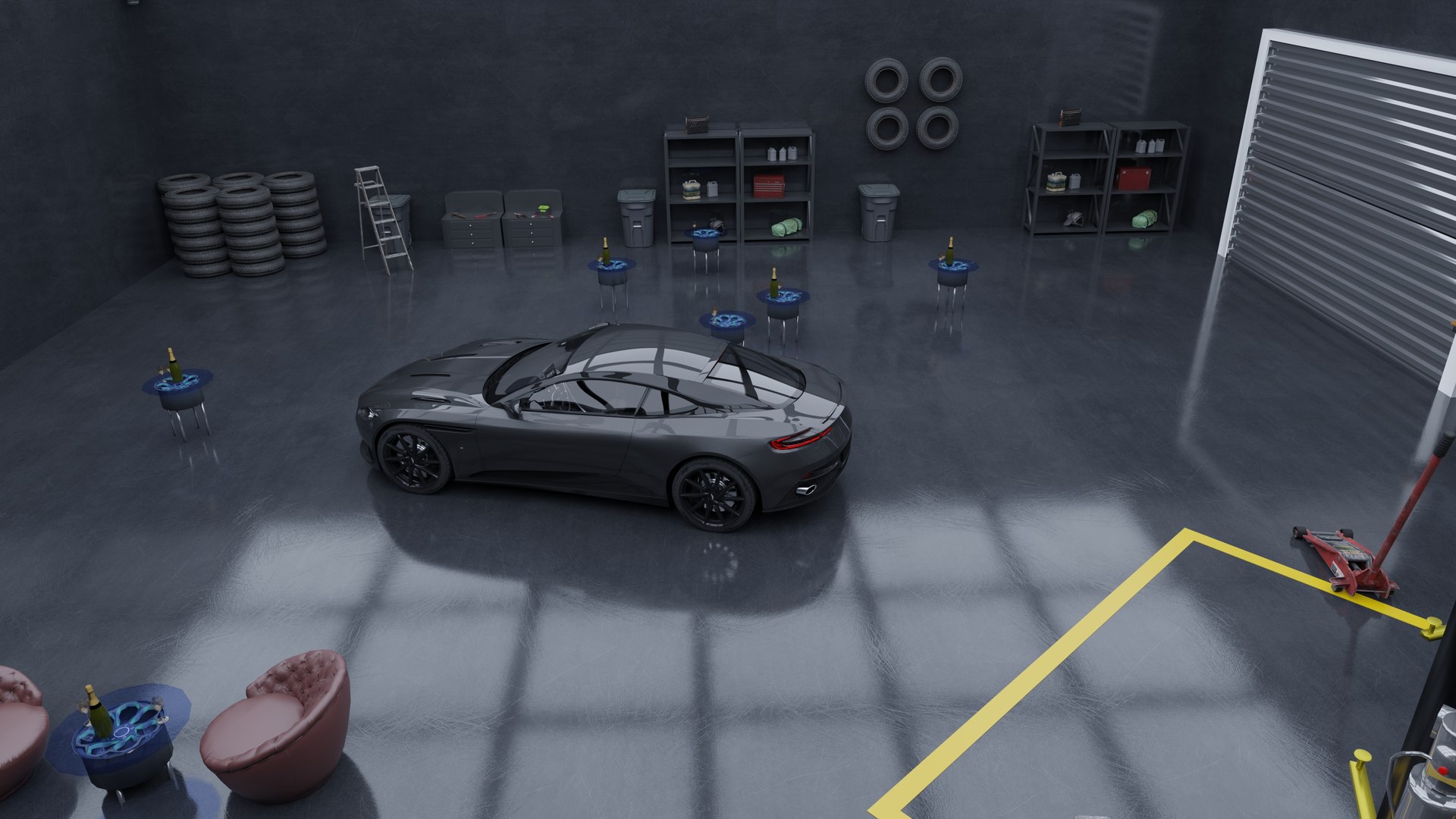 Car Garage Scene 3D Model - TurboSquid 2306015