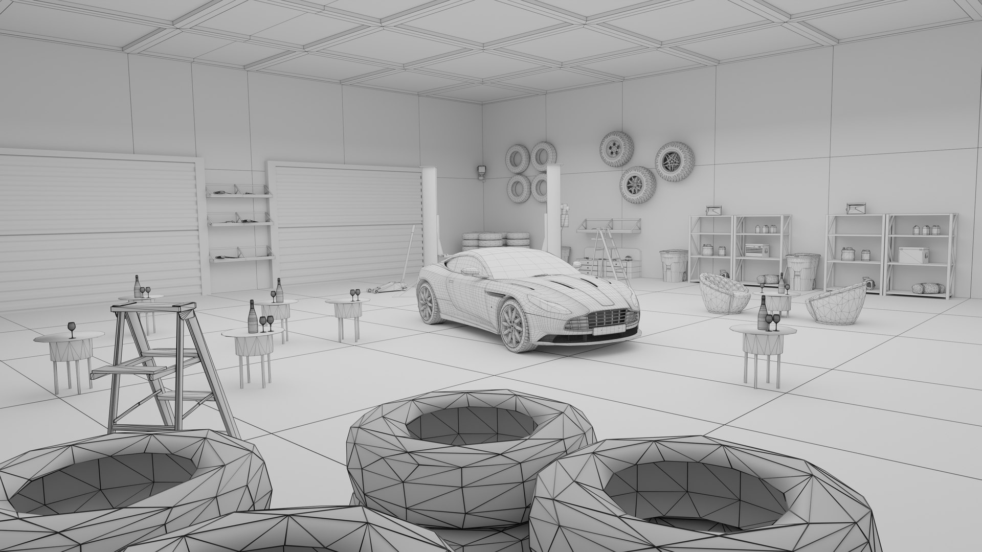 Car Garage Scene 3D Model - TurboSquid 2306015