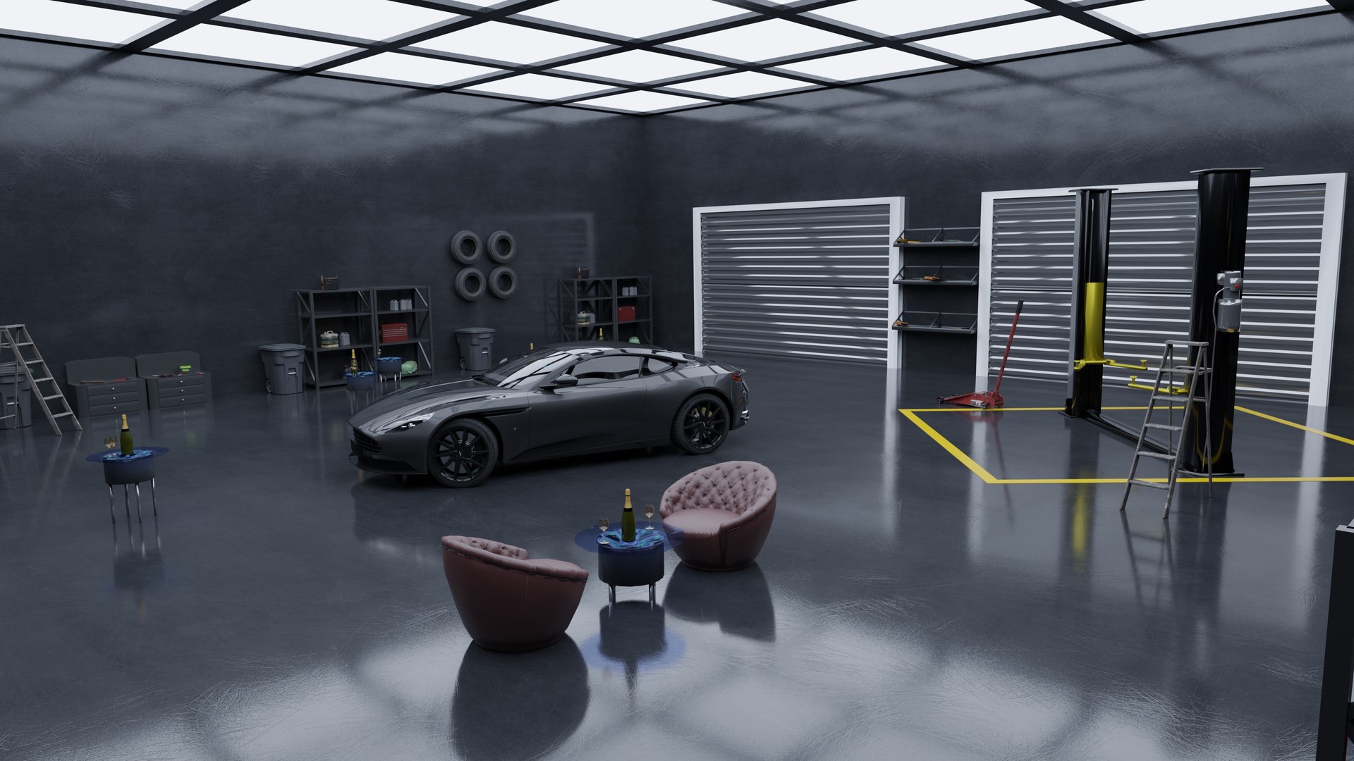 Car Garage Scene 3D Model - TurboSquid 2306015