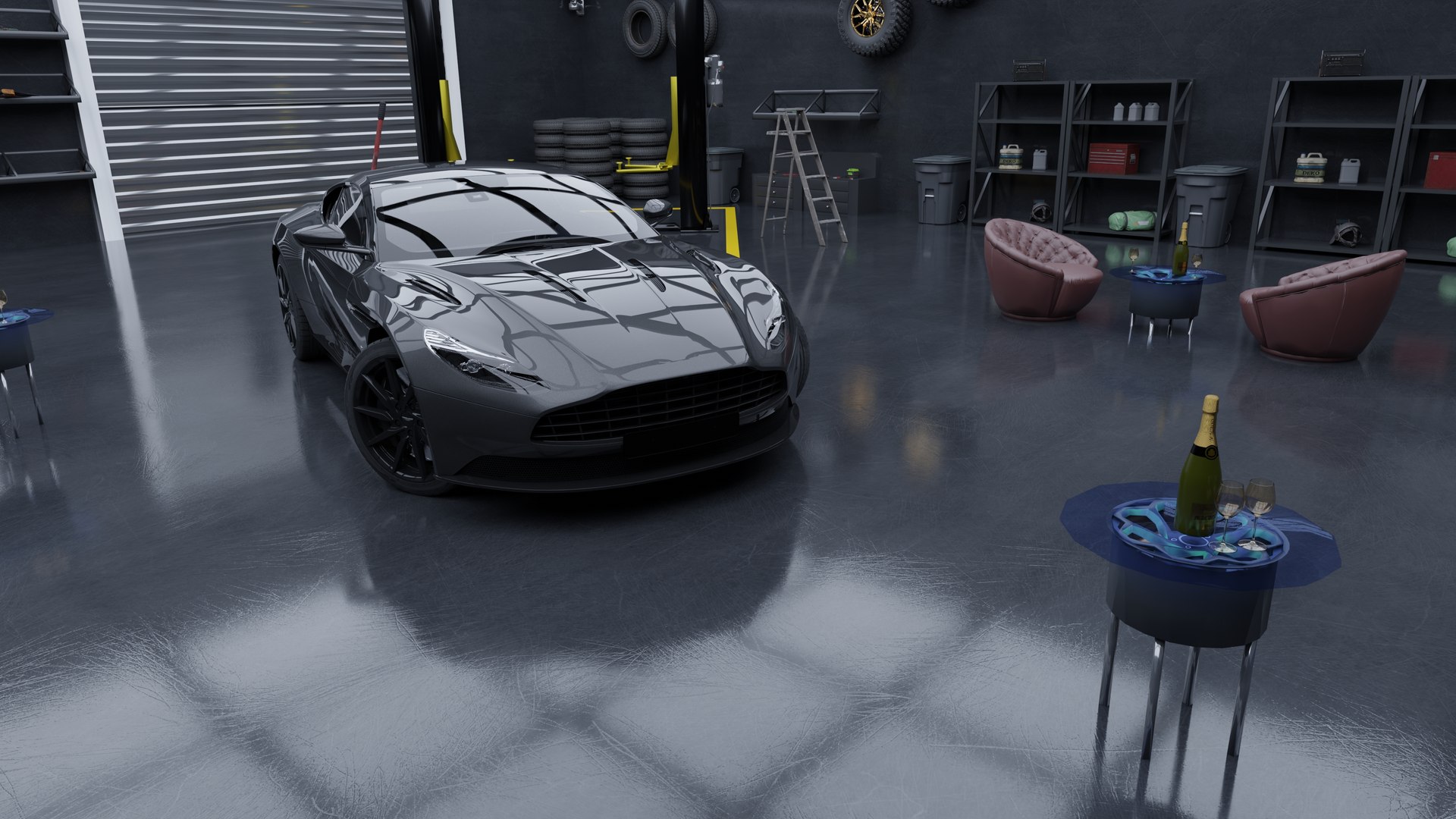 Car Garage Scene 3D Model - TurboSquid 2306015