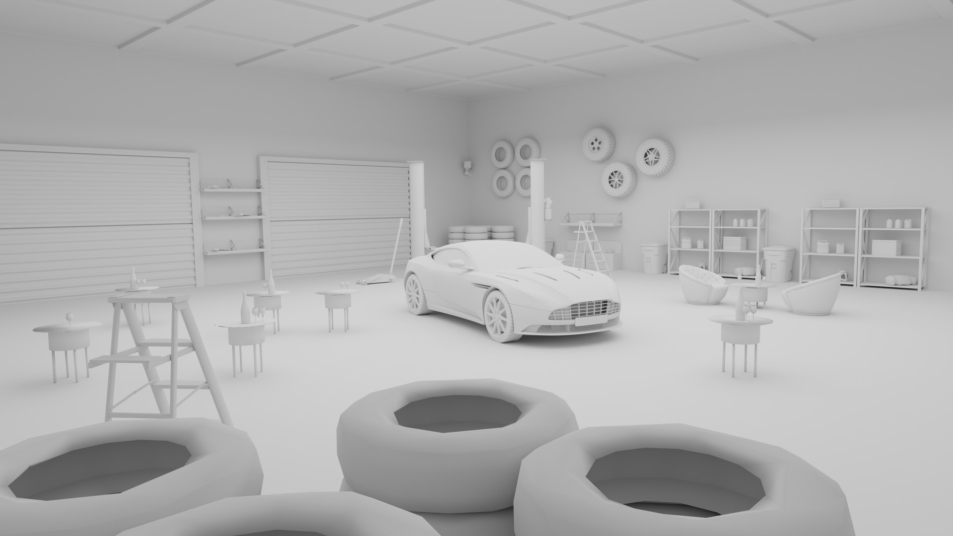 Car Garage Scene 3D Model - TurboSquid 2306015