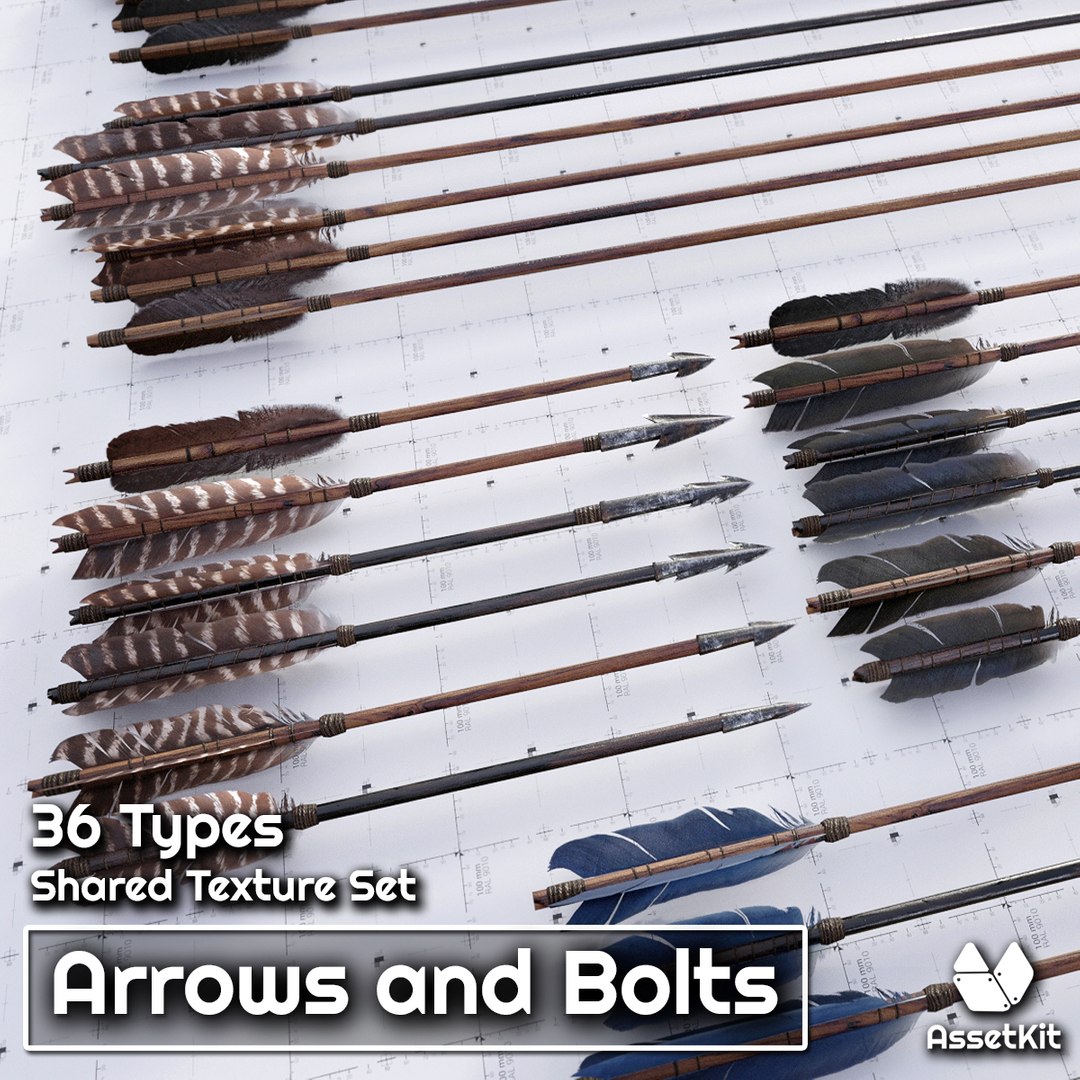 3D Model Arrows And Bolts - 36 Types - 3D Asset Kit - TurboSquid 2194145