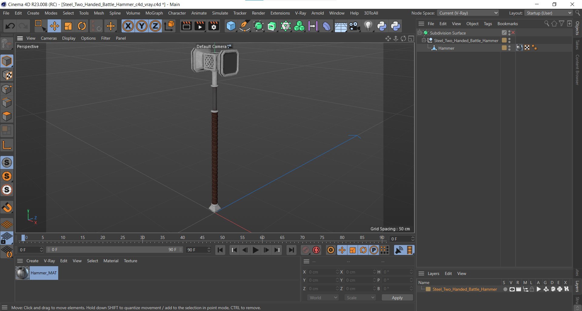 Steel Two Handed Battle Hammer 3D Model - TurboSquid 2391936