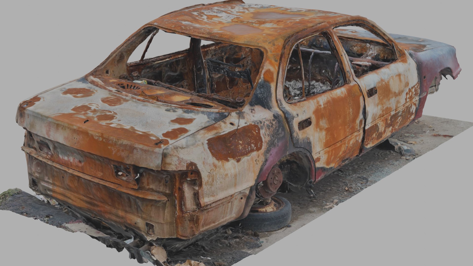 3D Abandoned Burnt Car Model - TurboSquid 2204733